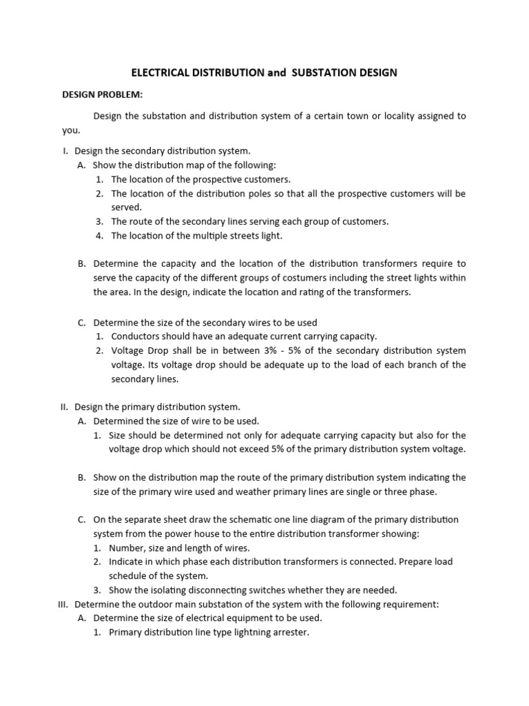 ELECTRICALDISTRIBUTION-and-SUBSTATION-DESIGN (1) | PDF | Electric Power Distribution ...