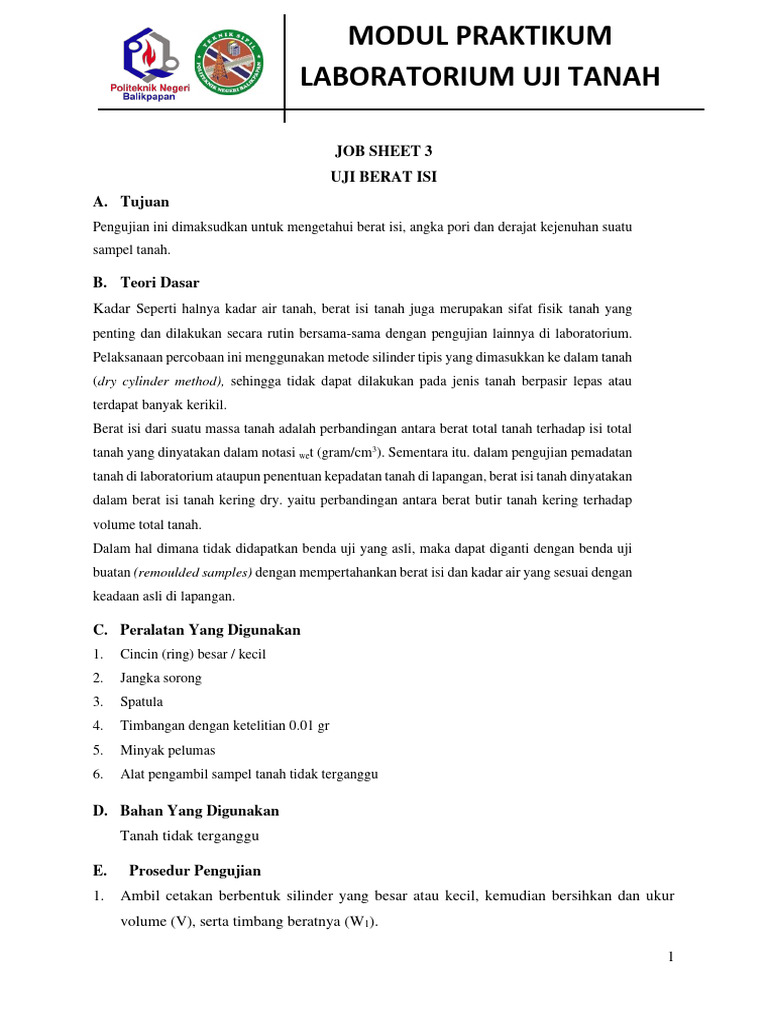 JOB SHEET 3 (Berat Isi) | PDF