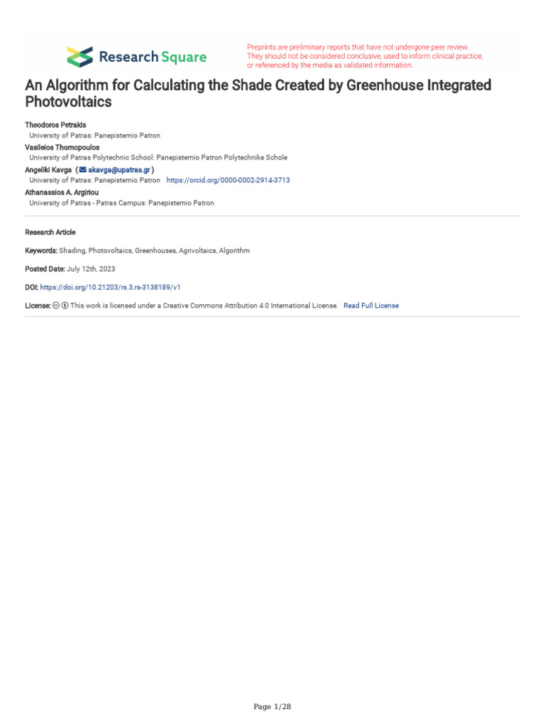 An Algorithm for Calculating the Shade Created by | PDF | Photovoltaics ...