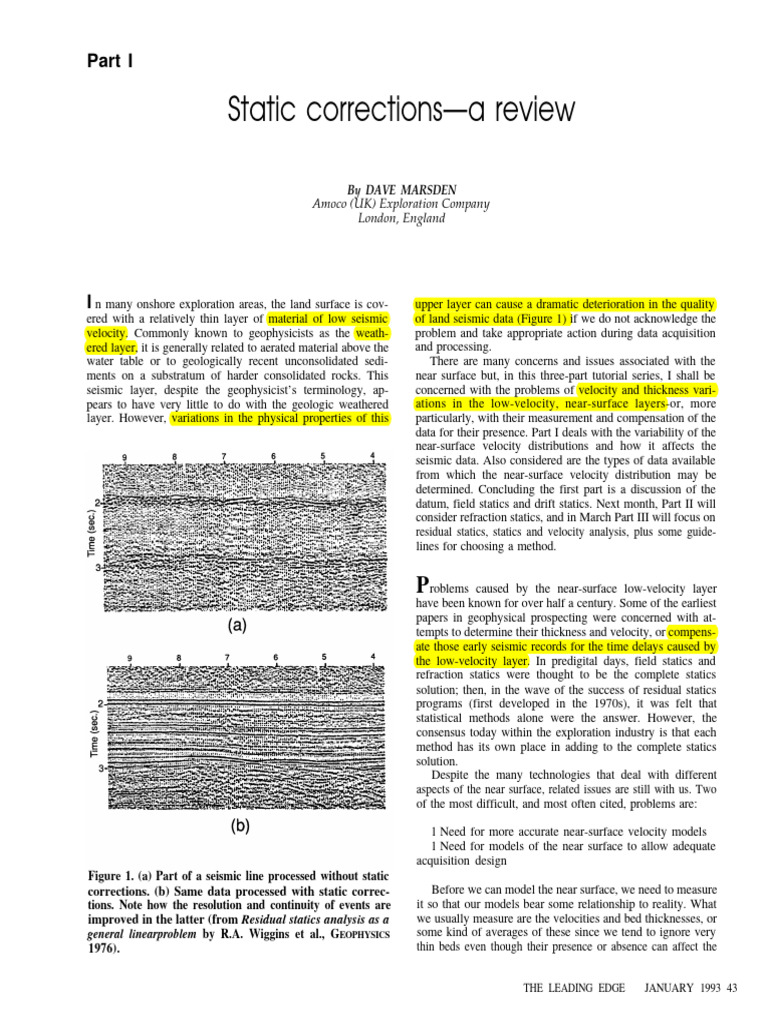 Understanding Static Corrections in Seismology | PDF | Reflection ...
