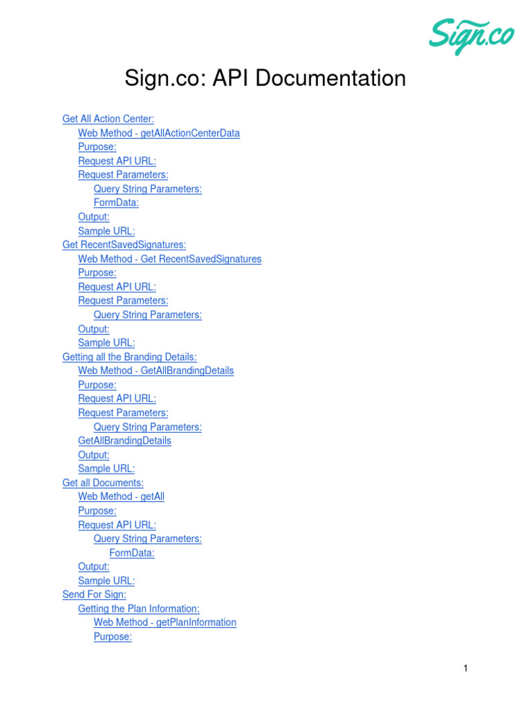 Sign - Co API Documentation | PDF | Parameter (Computer Programming) | World Wide Web