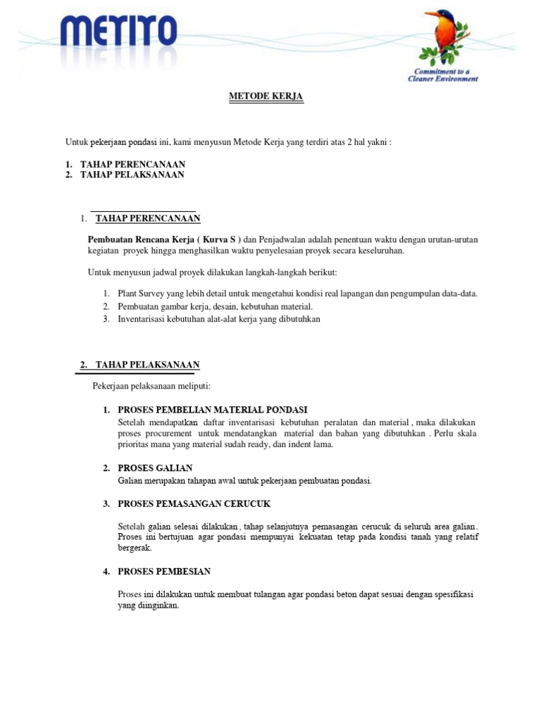 Metode Kerja-Pondasi | PDF