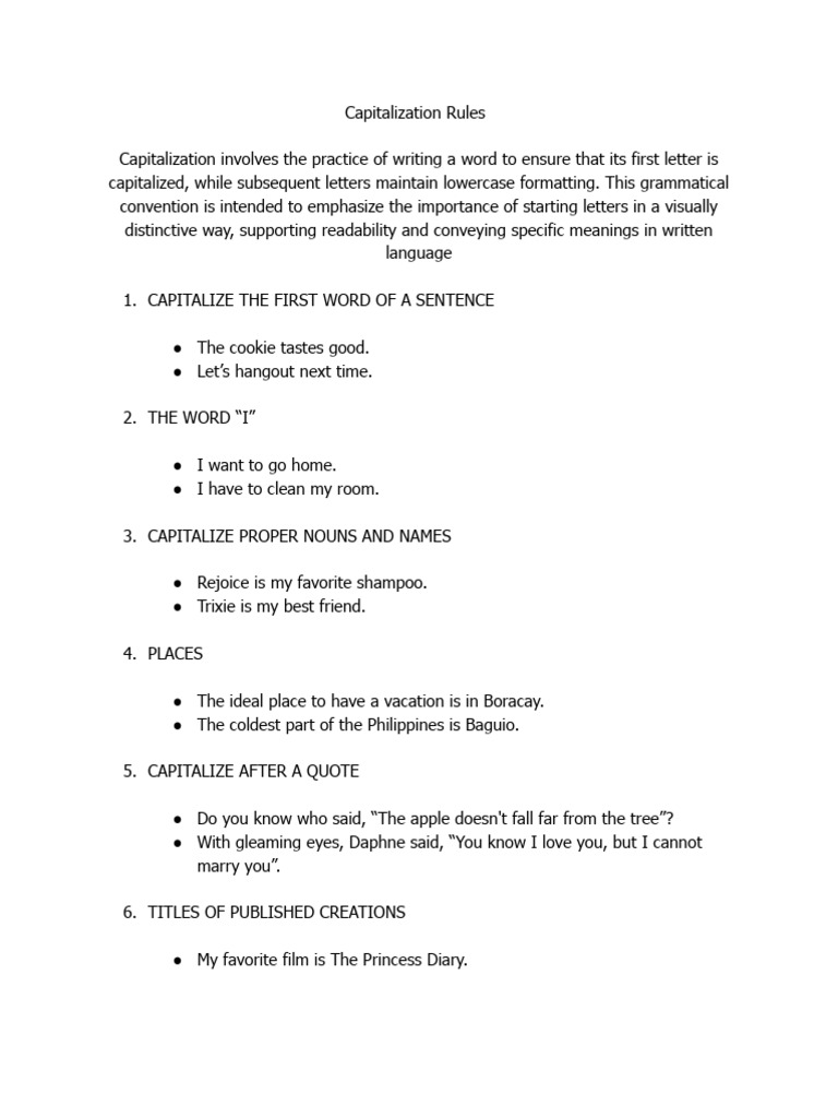 Capitalization Rules | PDF | Language Arts & Discipline