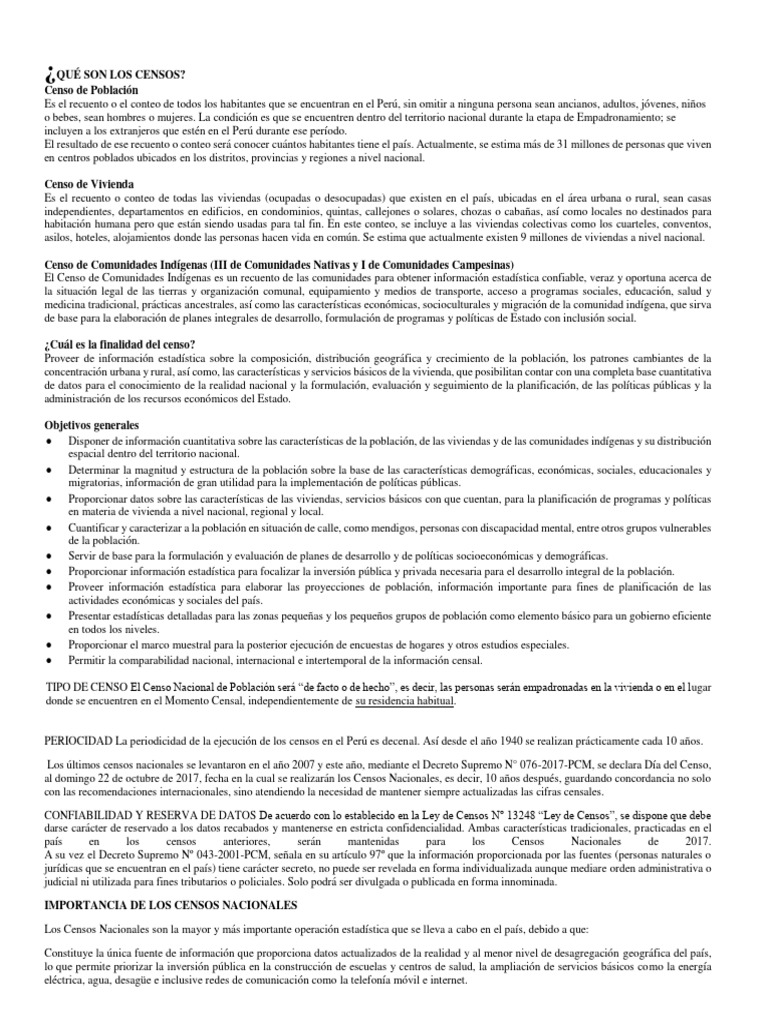 Los Censos | PDF | Censo | Población