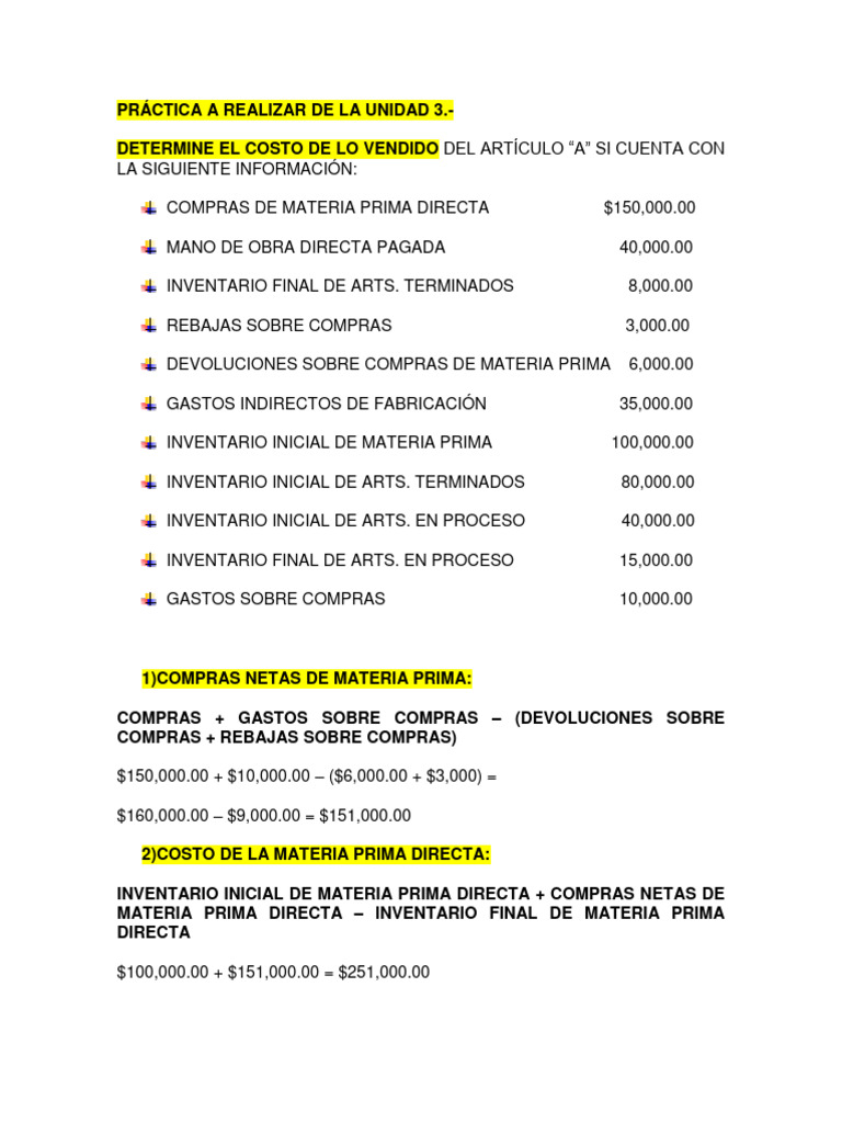 Costo de Lo Vendido | PDF | Economias