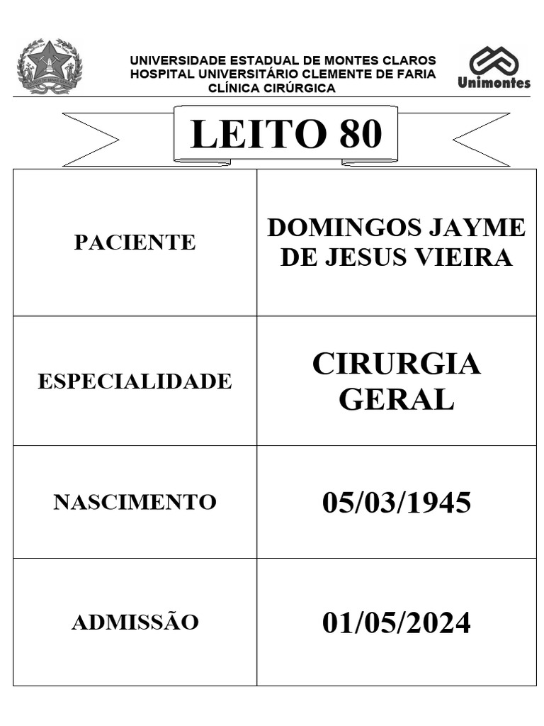 Placa Identificação Leito | PDF