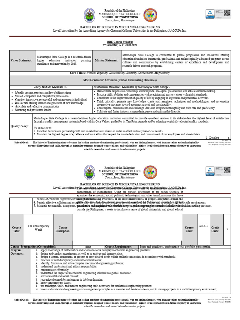Syllabus ME | PDF | Engineering | Mechanical Engineering