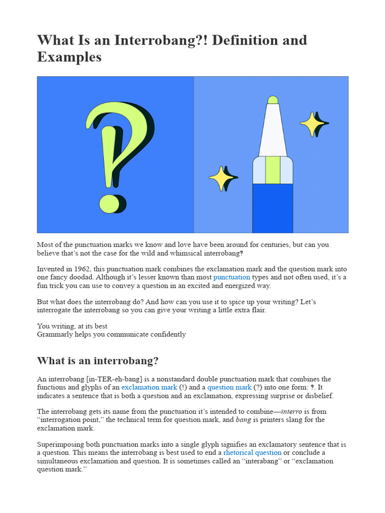 What Is an Interrobang! Definition and Examples | PDF | Punctuation | Text
