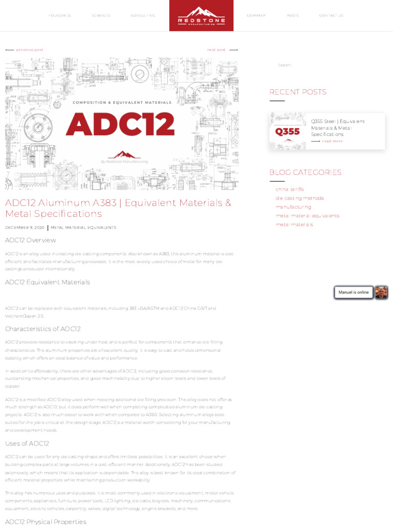 ADC12 Aluminum A383 _ Equivalent Materials & Metal Specifications ...