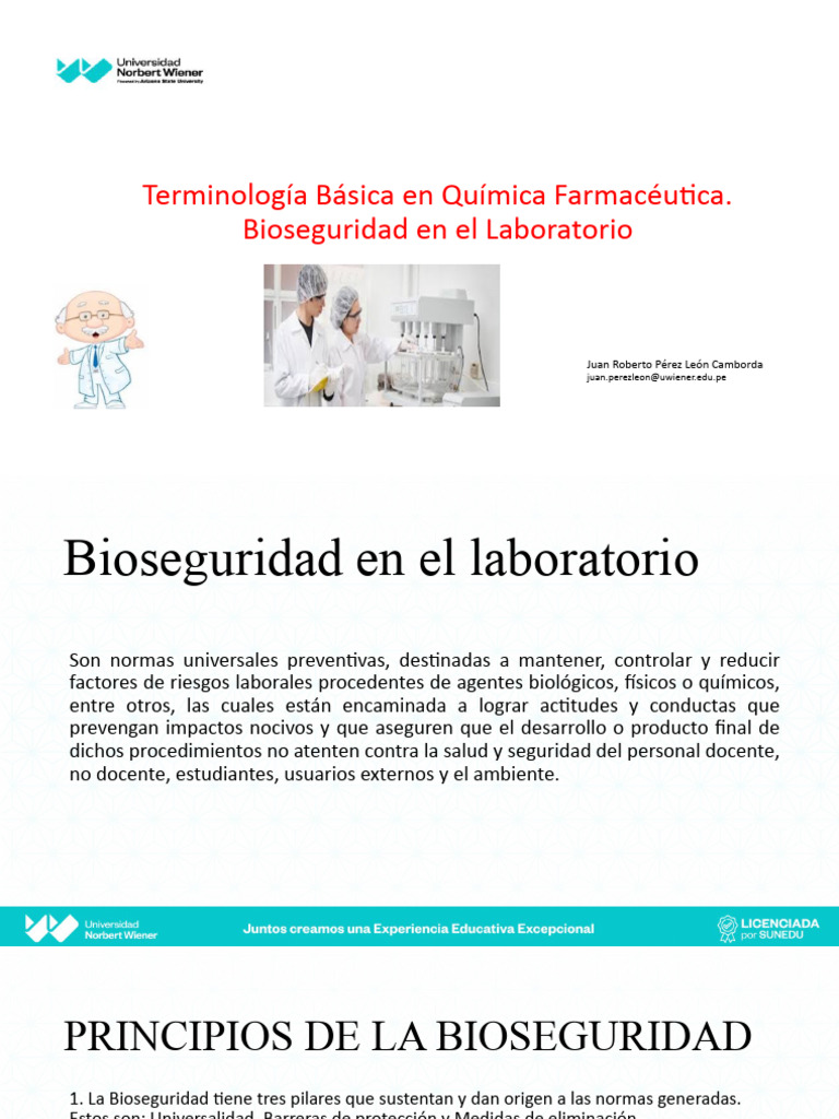 UWIENER CLASE PRACTICA 1 2024-0 Bioseguridad en El Laboratorio | PDF | Laboratorios | Agua