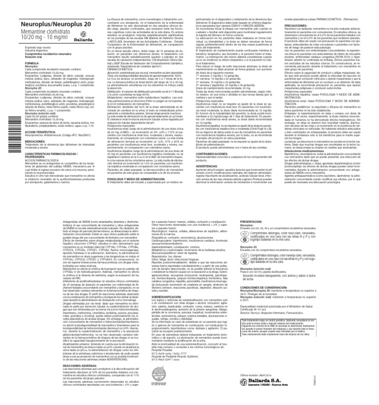 Neuro Plus | PDF | Enfermedad de Alzheimer | Farmacocinética