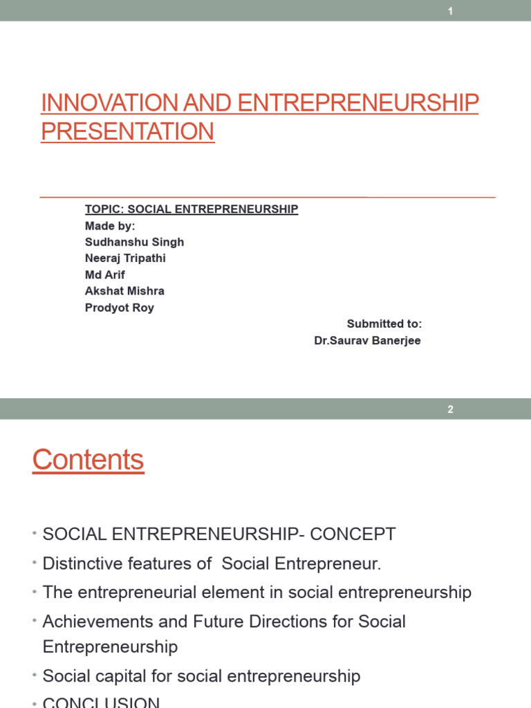 Innovation and Entrepreneurship Presentation | Download Free PDF | Entrepreneurship | Social ...