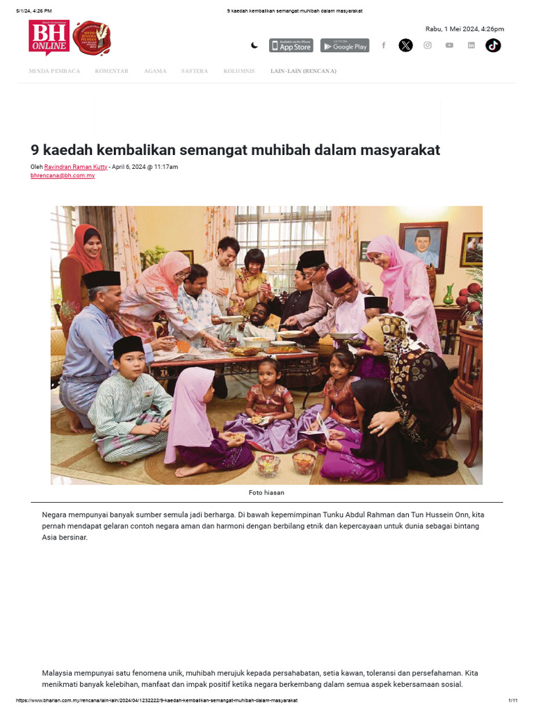 9 Kaedah Kembalikan Semangat Muhibah Dalam Masyarakat | PDF