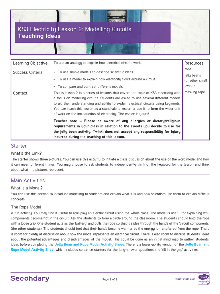 Modelling Circuits Teaching Ideas | Download Free PDF | Analogy ...