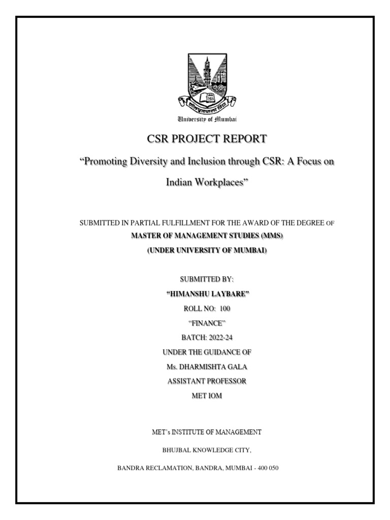 CSR Project | PDF | Corporate Social Responsibility | Social Exclusion
