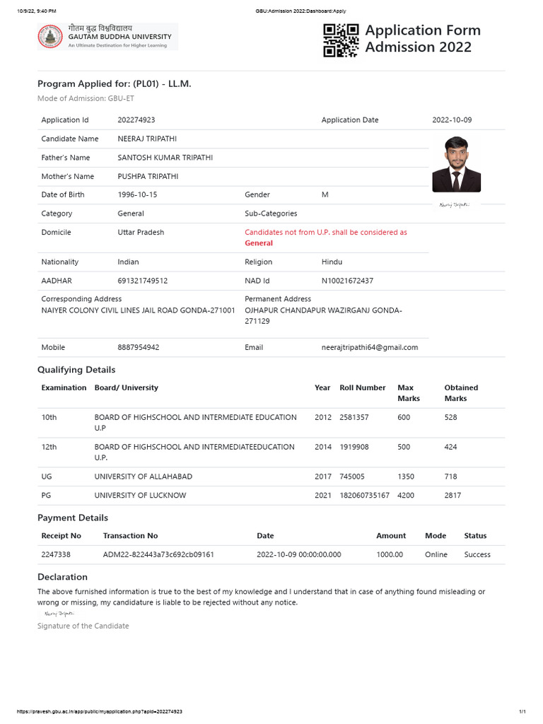 GBU - Admission 2022 - Dashboard - Apply | PDF | Justice | Crime & Violence