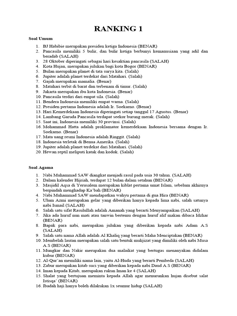 Soal Ranking 1 | PDF