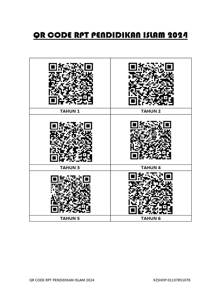 QR Code RPT Pendidikan Islam 2024 | PDF