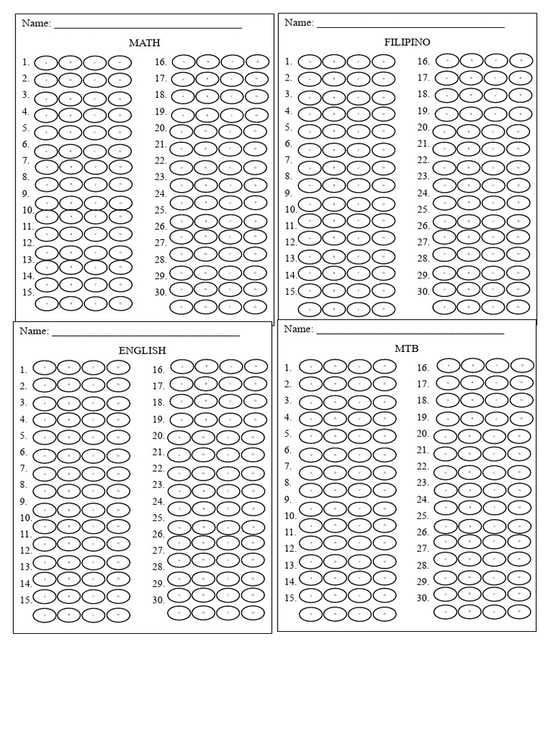 Answer Sheet For Periodical Test | PDF