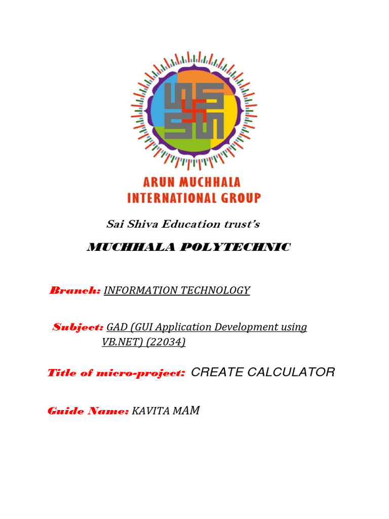 Gad Micro Project New.... | PDF | Arithmetic | Graphical User Interfaces