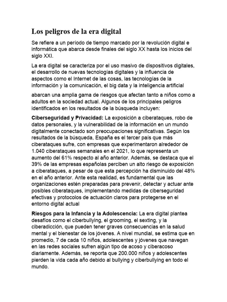 Los Peligros de La Era Digital | PDF | La seguridad informática | Seguridad