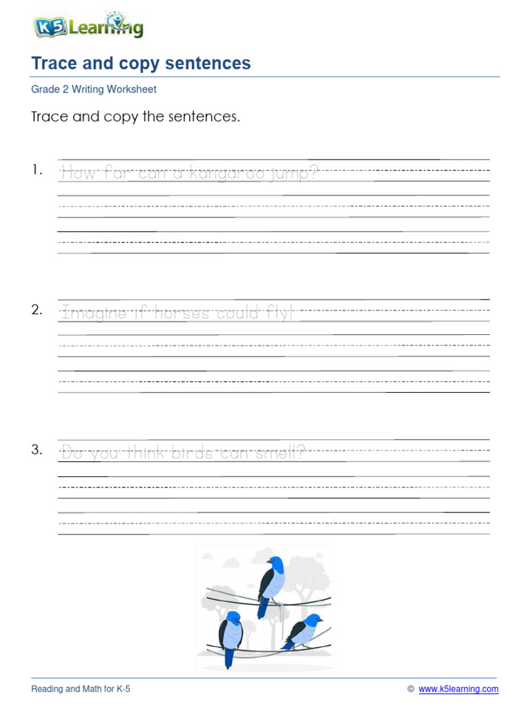 Grade 2 Trace Copy Sentences D | PDF