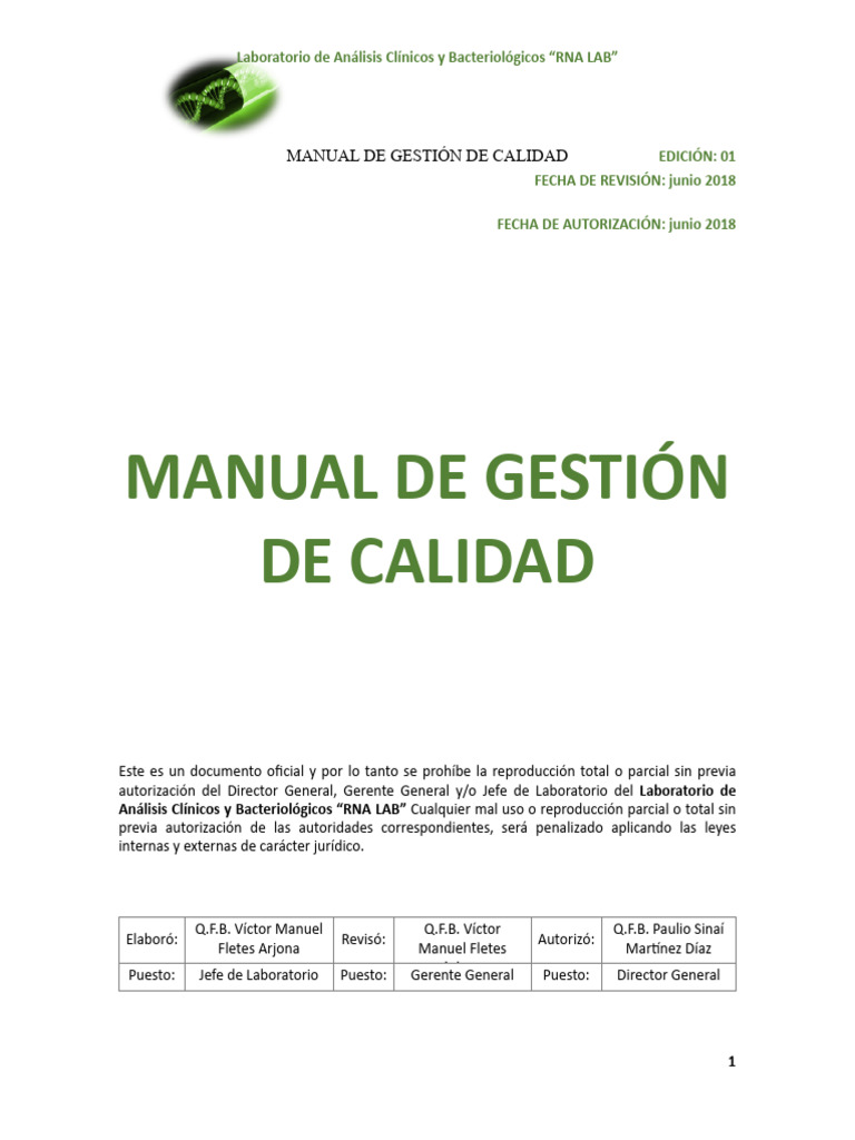 Manual de Gestión de La Calidad | PDF | Calidad (comercial) | Sistema de manejo de calidad