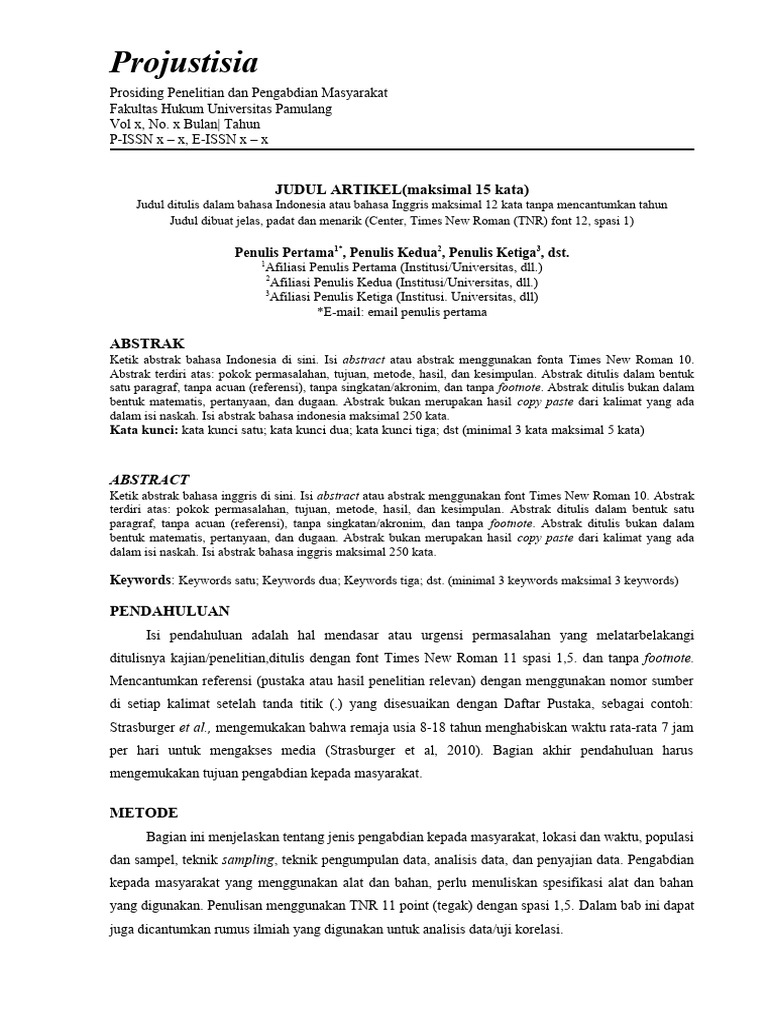 Template Jurnal PKM Mahasiswa | PDF | Seni & Disiplin Bahasa