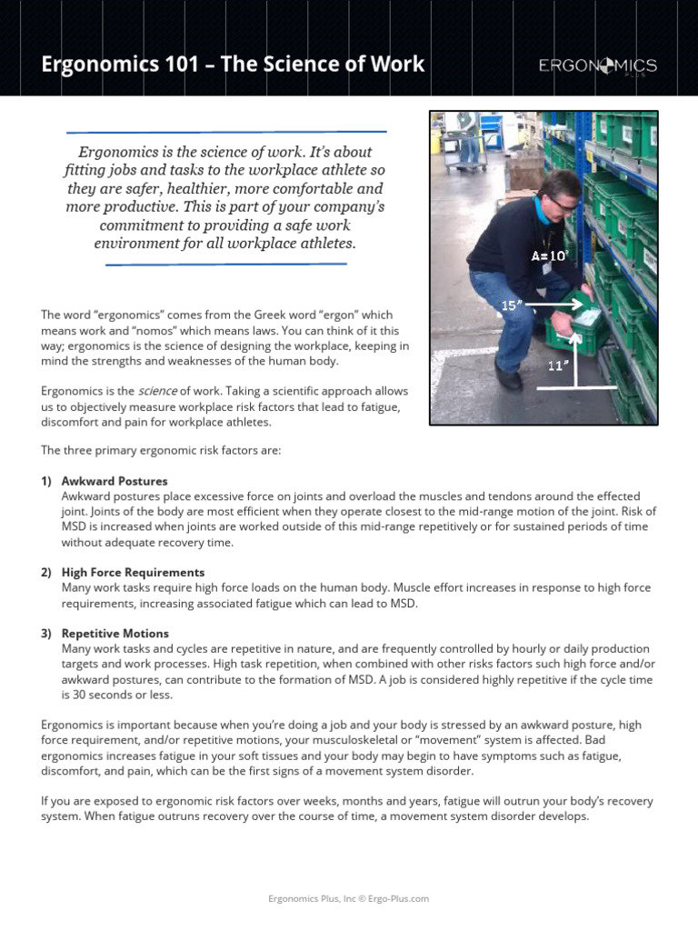 Ergonomics 101 | PDF | Human Factors And Ergonomics | Diseases And ...