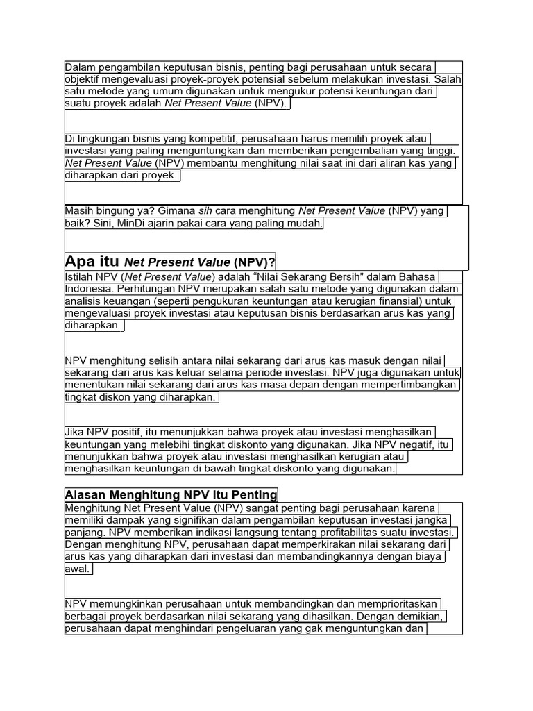 Cara Menghitung NPV untuk Investasi | PDF