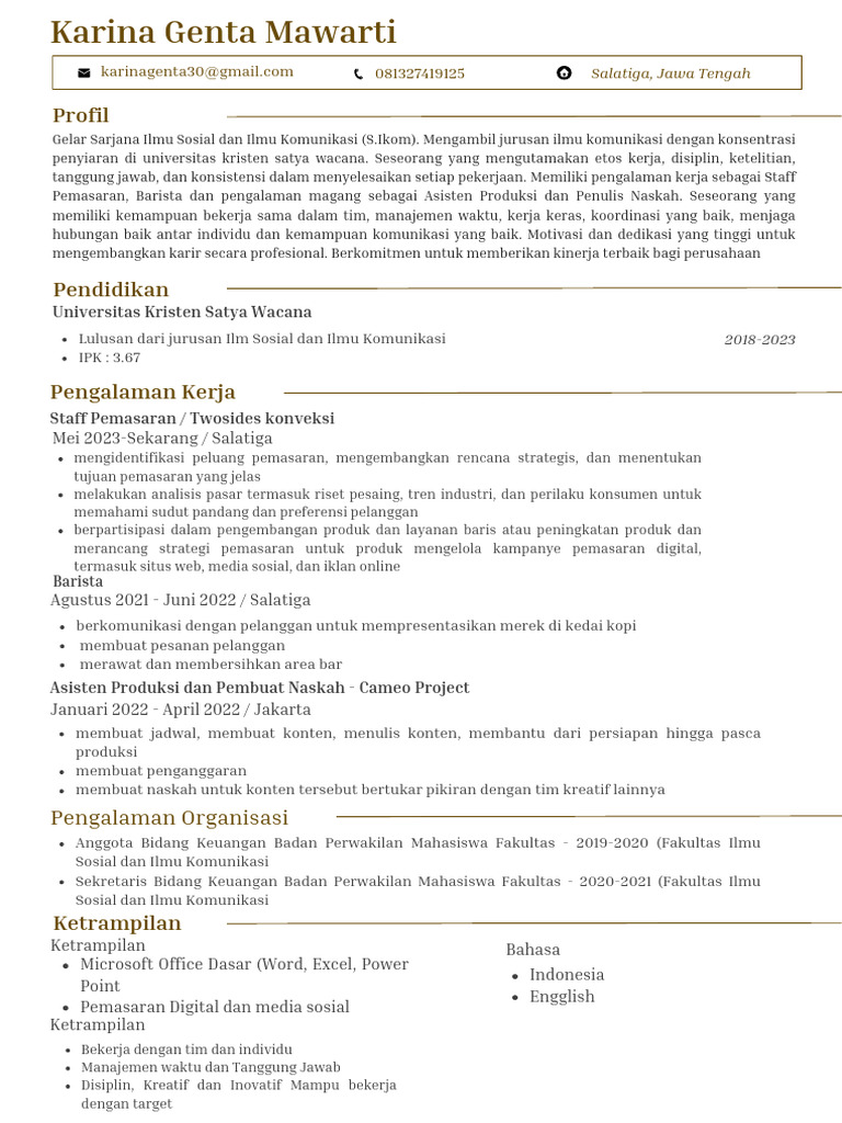 CV Karina Genta | PDF | Bisnis | Seni