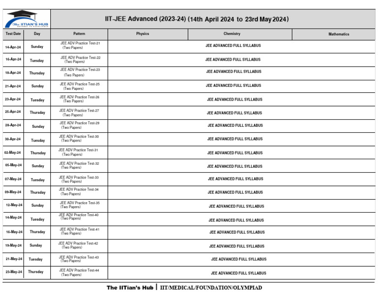 JEE Advanced 2024 Test Schedule | PDF | Vocational Education ...