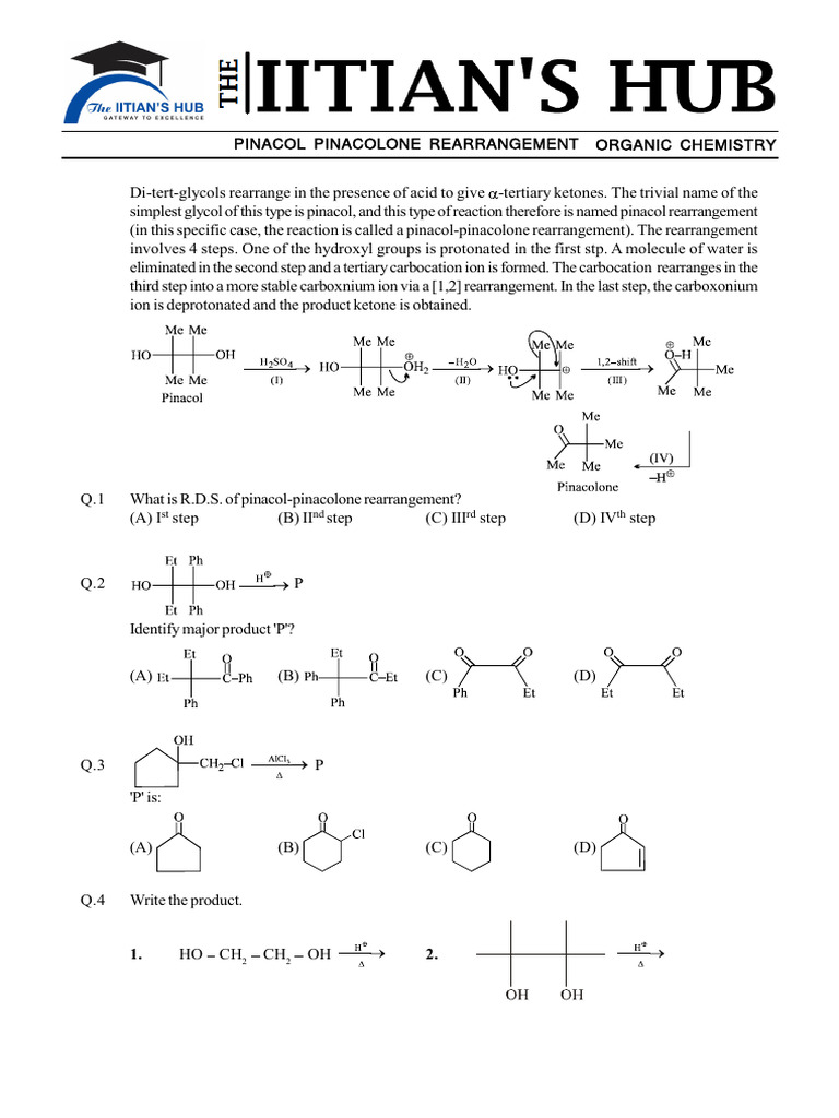 Pinacol Pinnacolone Rearrangement | PDF | Atoms | Chemistry