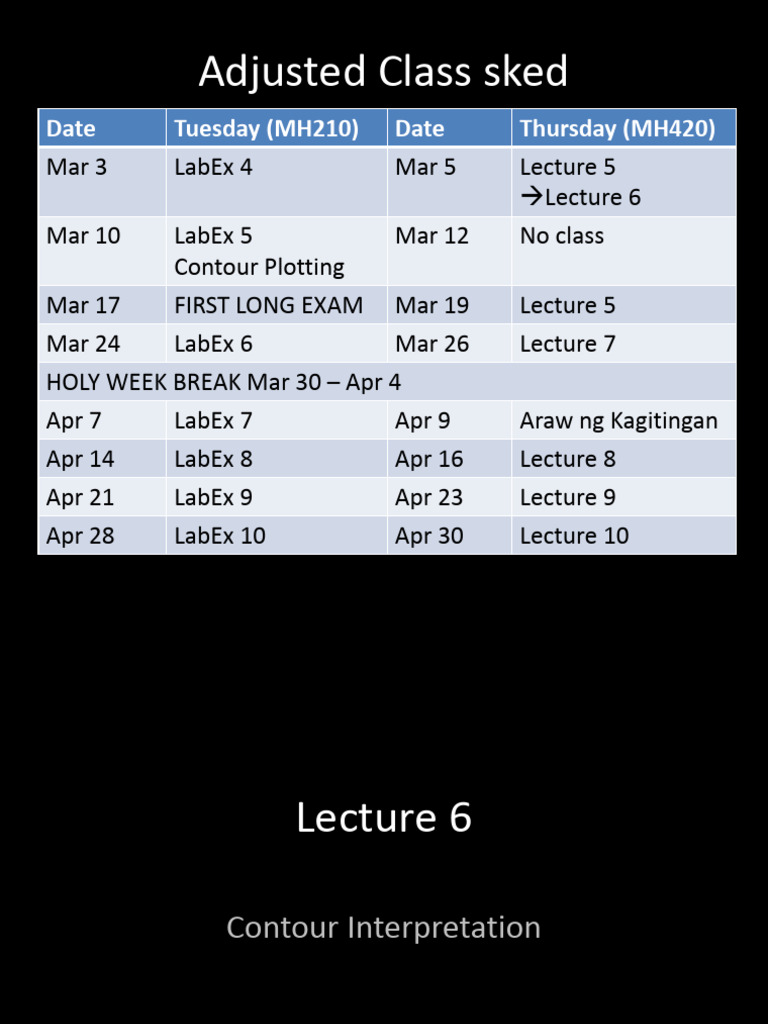 GE 173 Lecture 6 Contour Interpretation | PDF | Contour Line | Earth Sciences