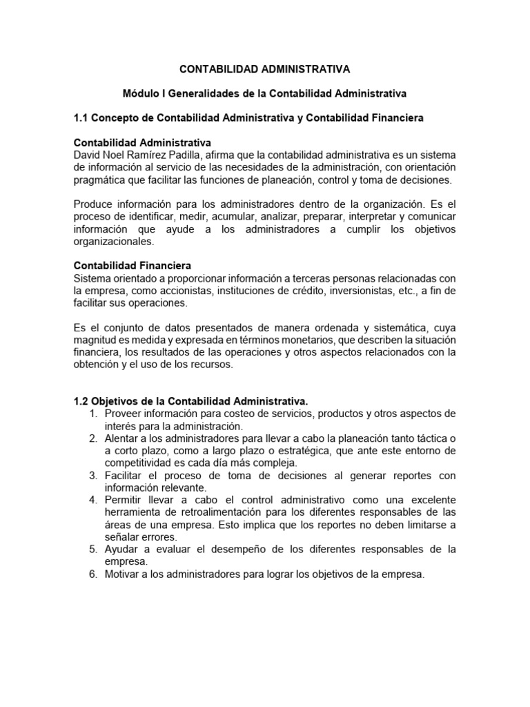UNIDAD 1 CONTABILIDAD ADMINISTRATIVA | PDF | Contabilidad | Business