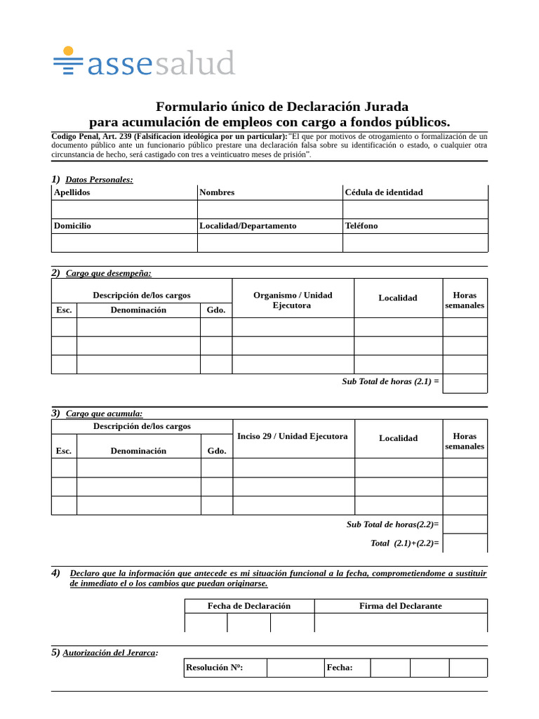 Formulario Acumulacion de Sueldos | PDF | Documento de identidad | Gobierno