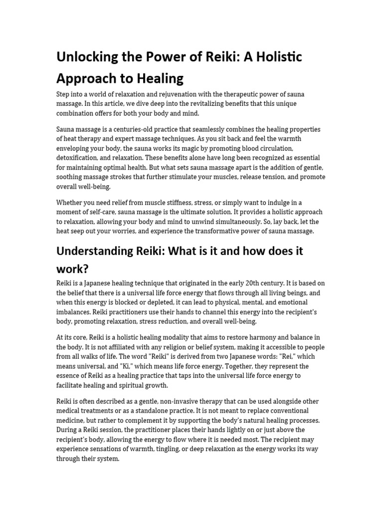 Unlocking The Power of Reiki - A Holistic Approach To Healing | PDF ...