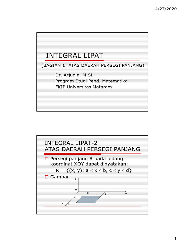 Pengantar Integral Lipat Dua pada Persegi Panjang | PDF