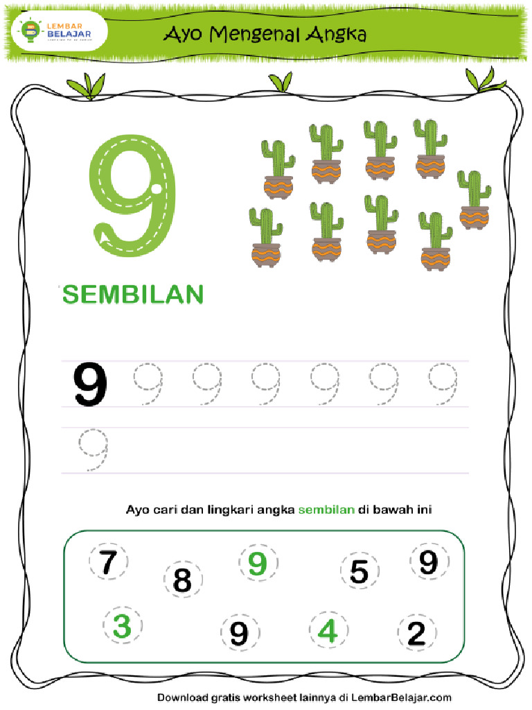Worksheet-Lembar-Belajar-Menulis-Angka-9-untuk-anak-TK | PDF