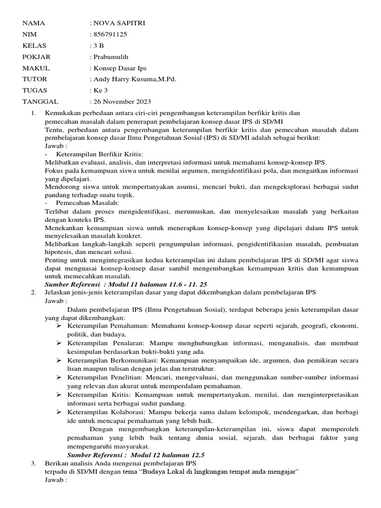 Tugas 3 Konsep Dasar Ips | PDF | Karier & Perkembangan
