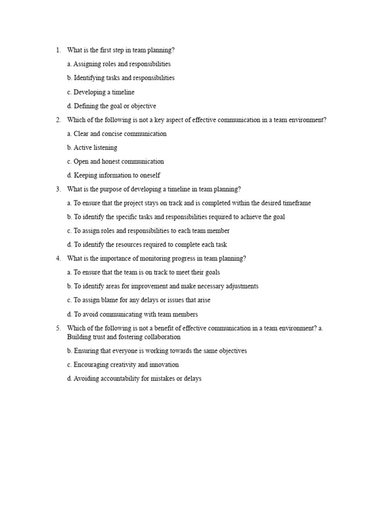 Team Planning MCQ | PDF | Career & Growth | Art