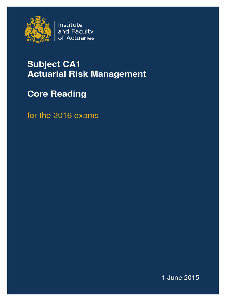 Material CA1 Actuarial Science IAI IfoA | PDF | Risk | Insurance