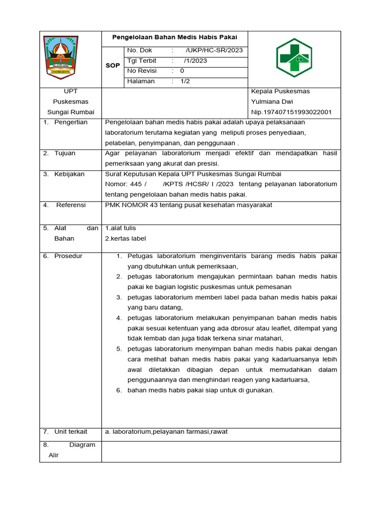 3.sop Bahan Medis Habis Pakai | PDF