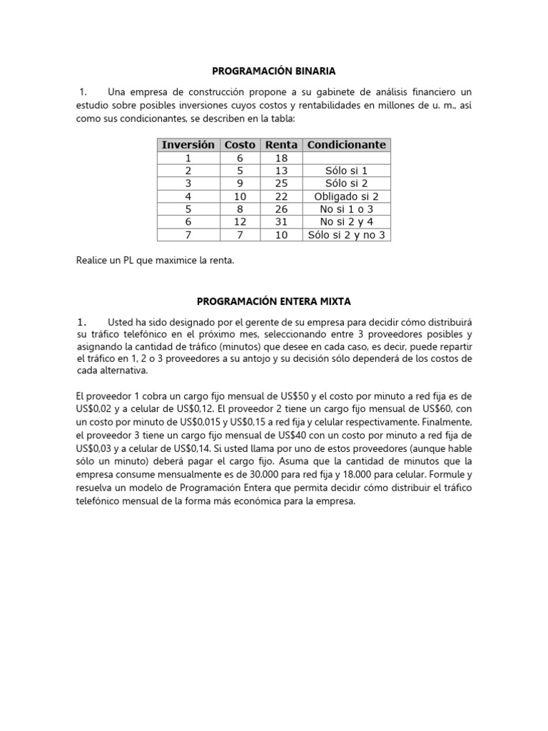 Programación Binaria y Mixta | PDF