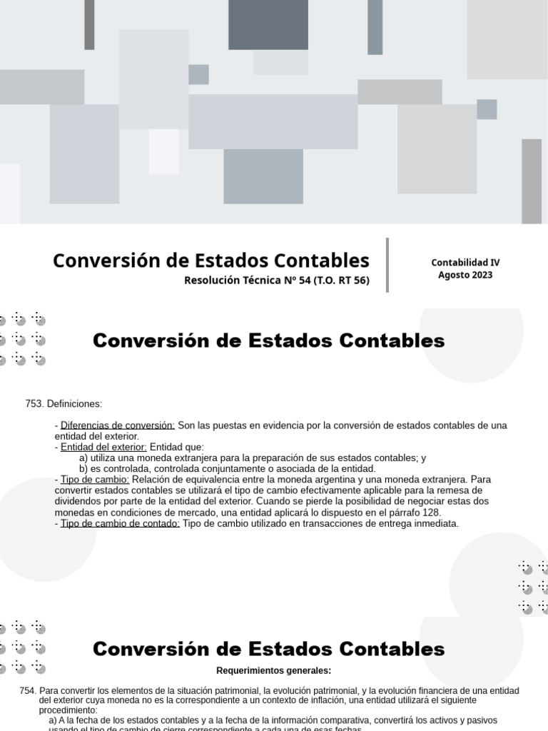 Conversión Estados Contables | PDF | Contabilidad | Valor neto