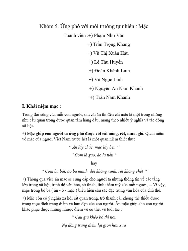 Nhóm 5 csvh - Mặc | PDF