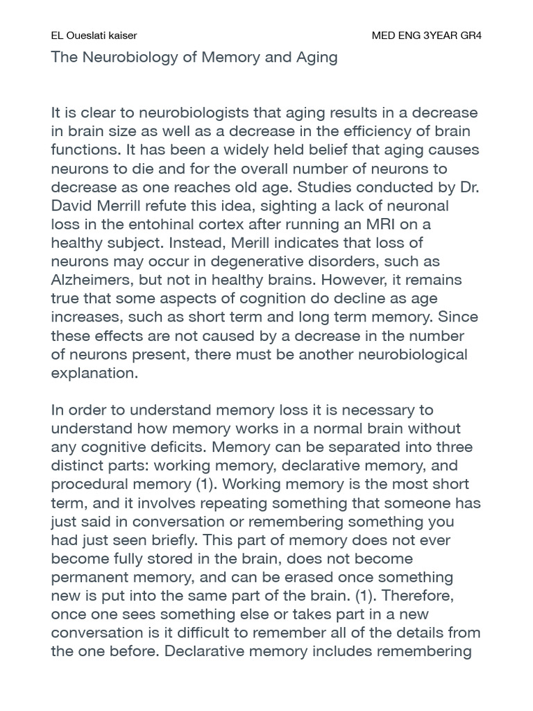 Neurobiology | PDF | Memory | Hippocampus