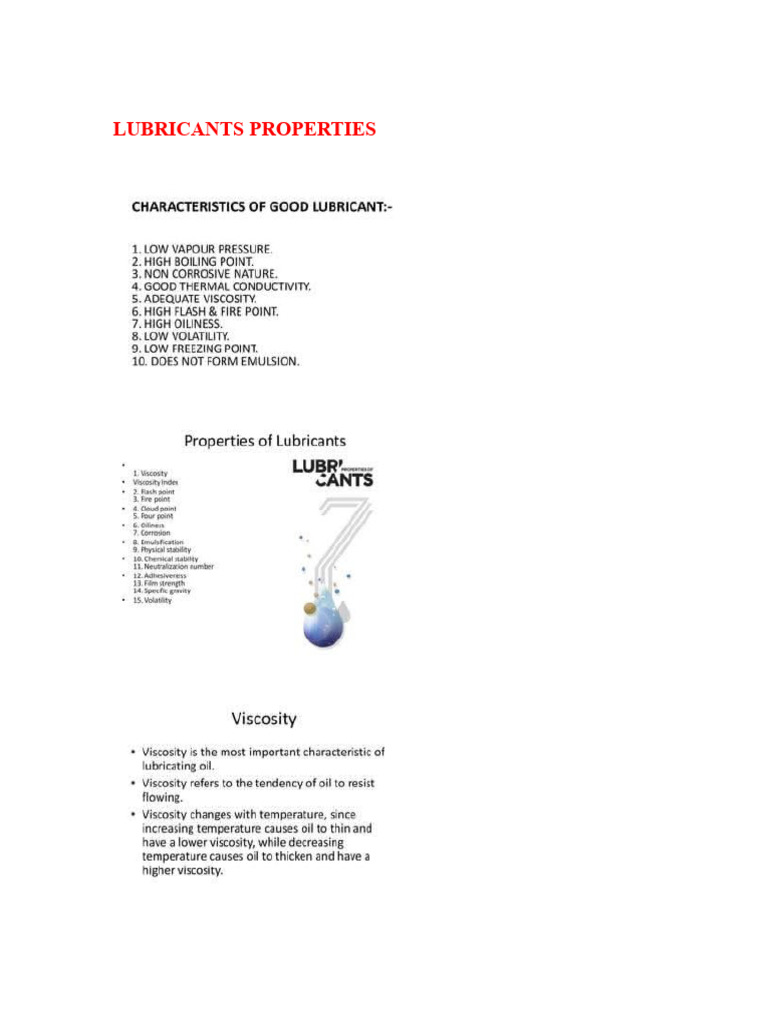 Lubricant - Properties | PDF | Oil | Lubricant