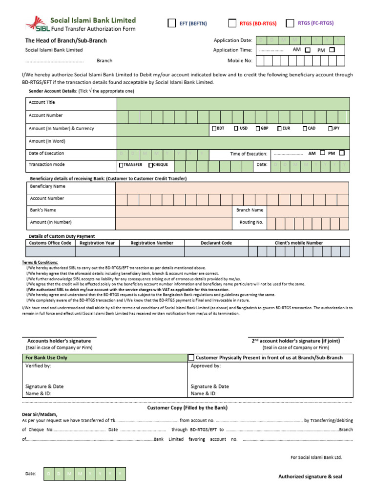 RTGS Form | PDF | Banks | Debit Card