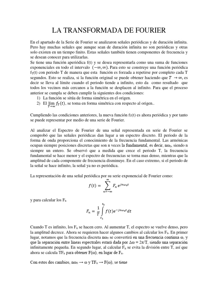Transformada de Fourier: Teoría y Ejemplos | PDF | Transformada de ...